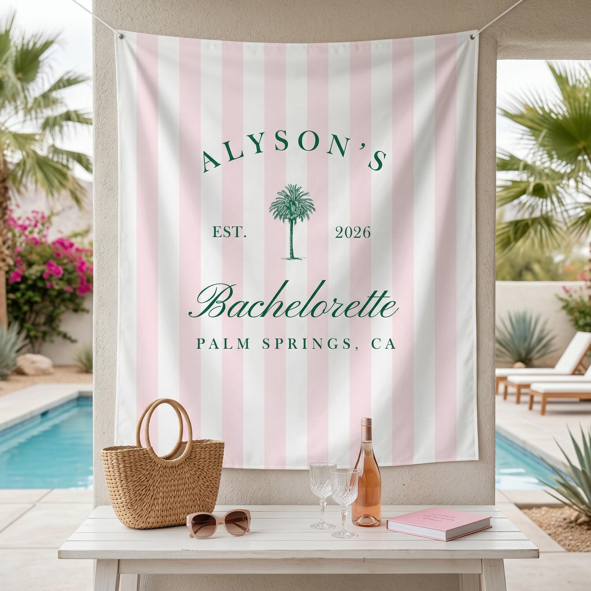 Custom Coastal Bachelorette Banner, Preppy Striped Beach Bachelorette ...