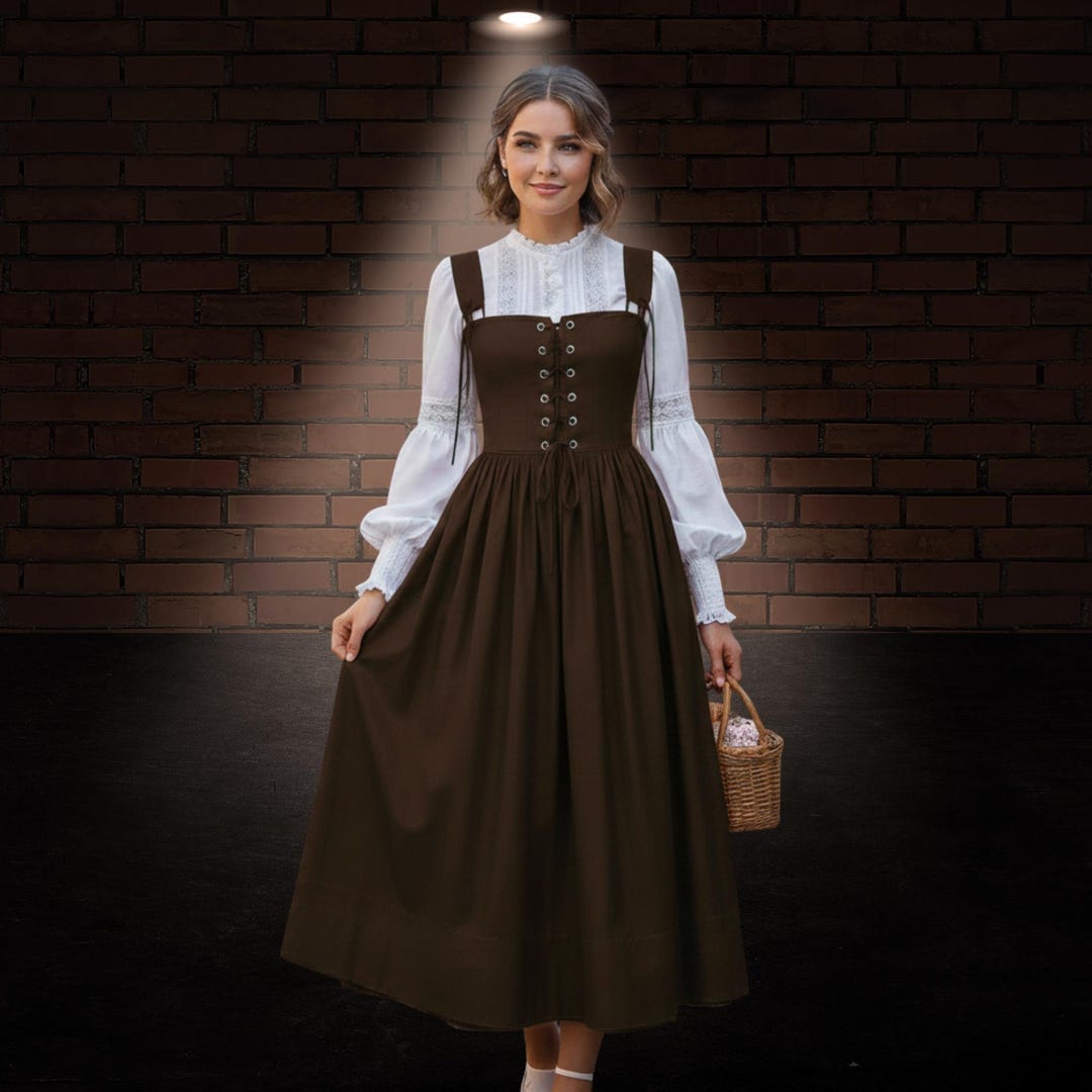 Brown Vintage Dirndl Dress | Classic Bavarian Outfit | Traditional ...