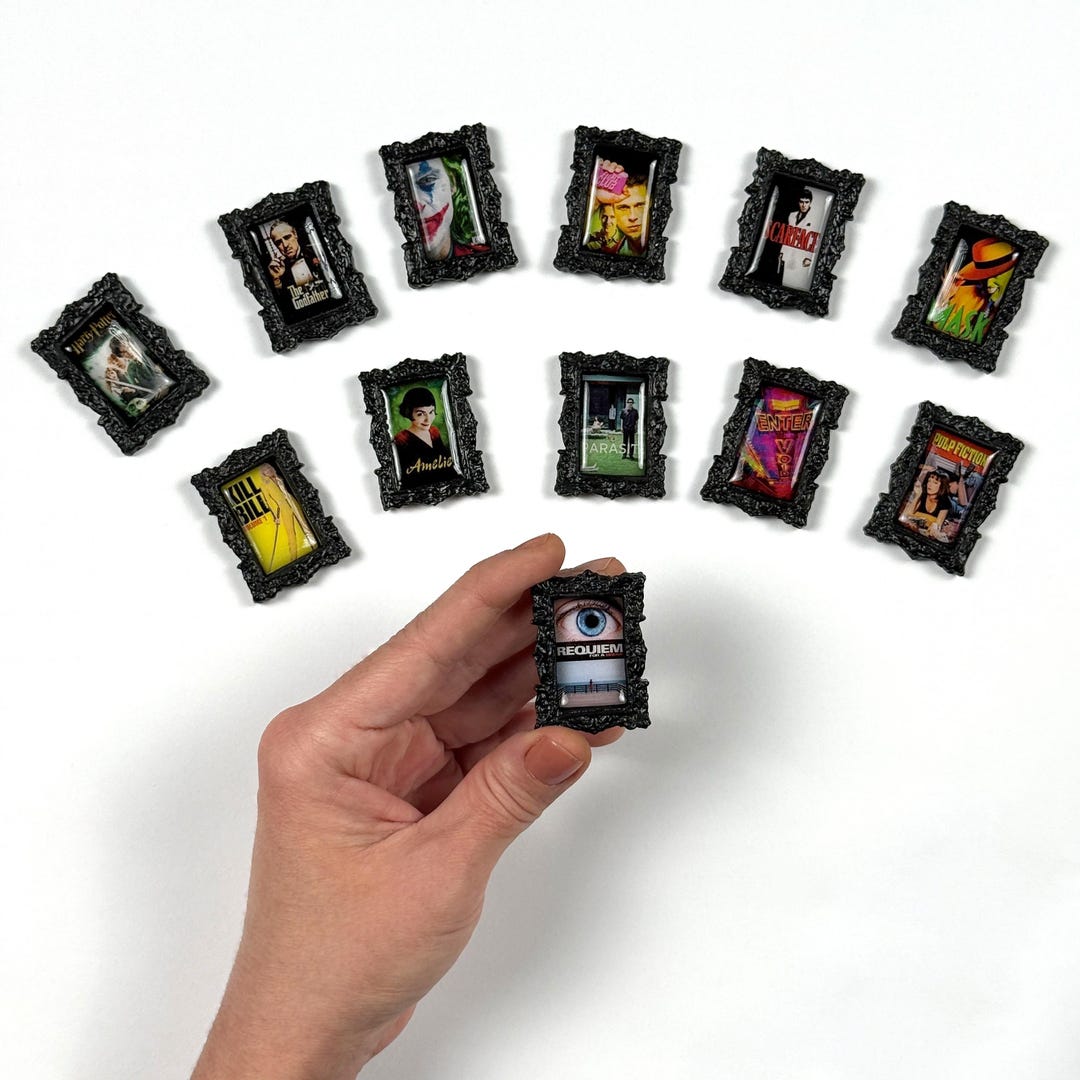 Handmade Gothic Movie Poster Fridge Magnets, Polymer Clay Framed Art ...