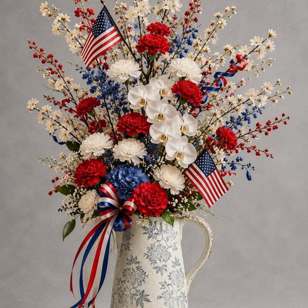 Patriotic Ceramic Pitcher - Etsy