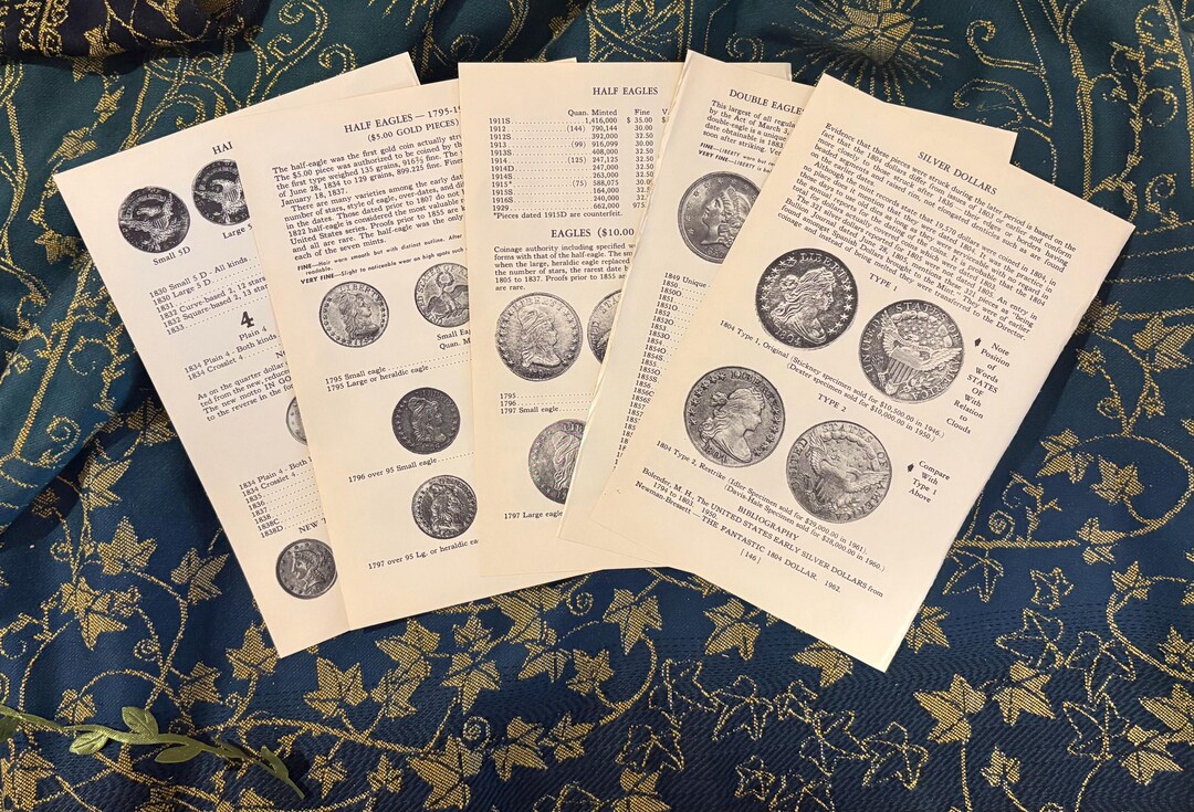 Vintage Book Ephemera | Coins, Numismatics, Text | 1/8 Lb. - Etsy