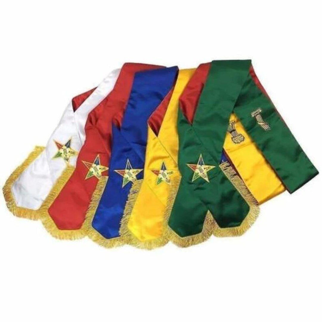 Masonic Order of Eastern Star OES Complete Sash Set, Set of 5 Sashes ...