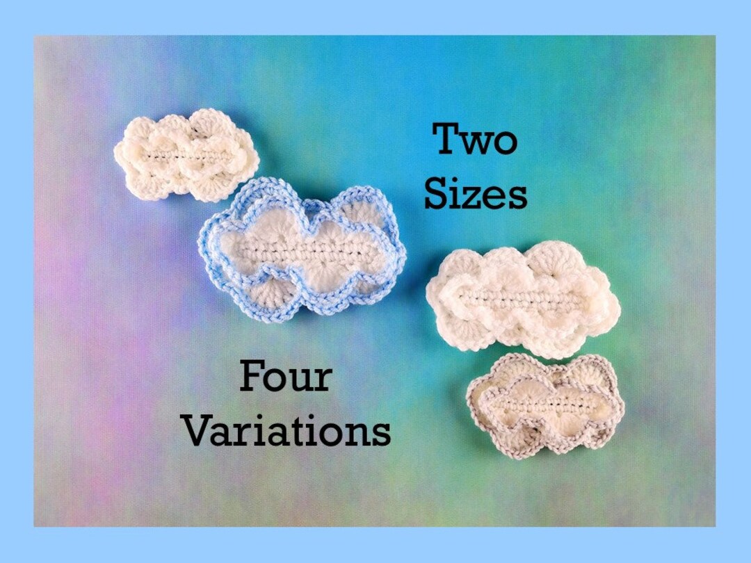 Cloud Applique Crochet Pattern - Cloud Crochet Pattern - Applique Crochet Pattern - Applique ...