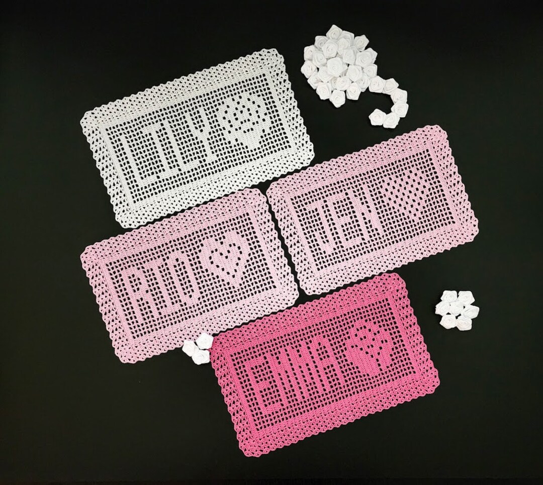 Hearts and Flowers Name and Character Doilies Crochet Pattern - Name ...