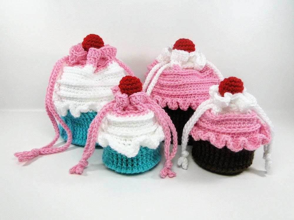 Cupcake Purse Crochet Pattern Two Sizes Included Cupcake | Etsy