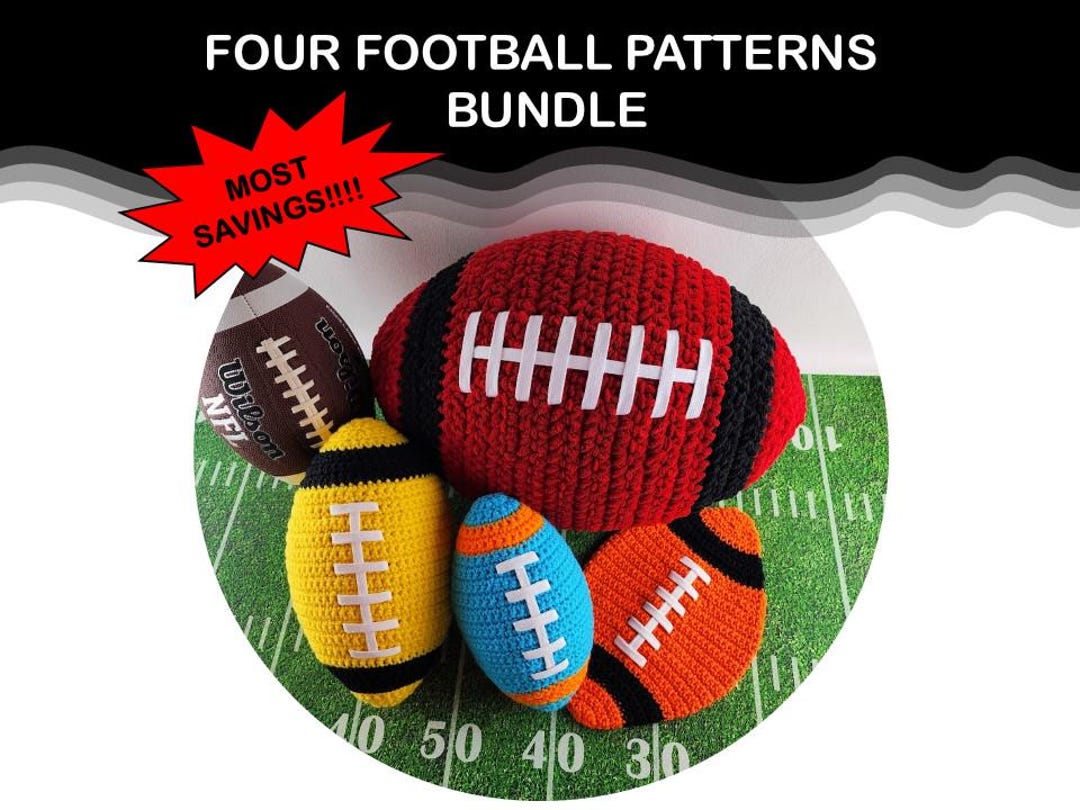 Four Football Patterns Bundle - Football Crochet Patterns - Pillow ...