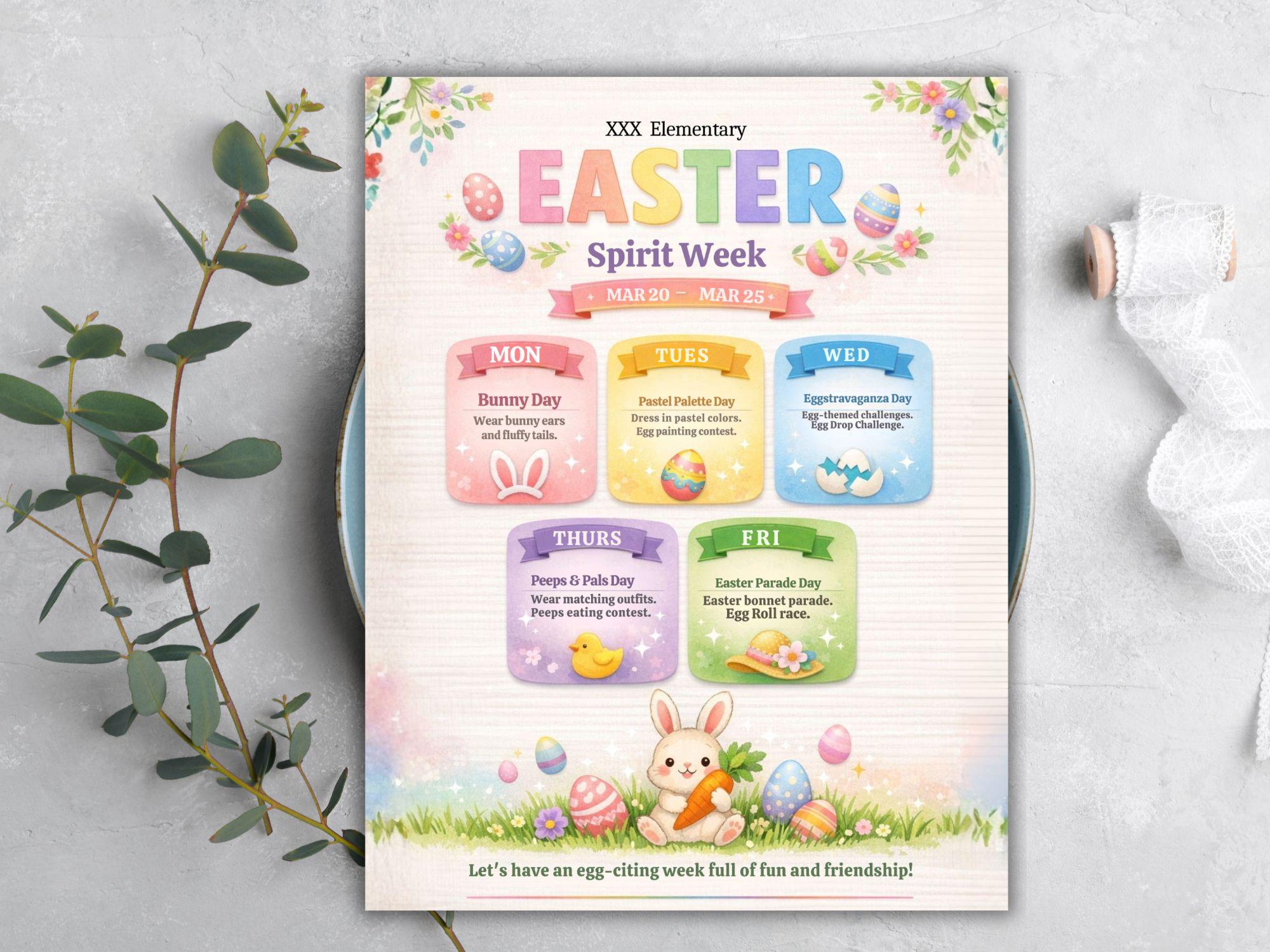 Editable Easter Spirit Week Flyer Template (canva Download) - Etsy