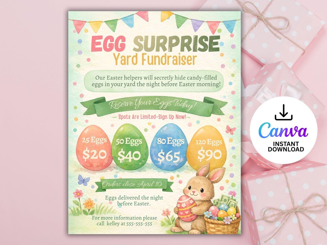 Egg My Yard Fundraiser Flyer Template | Editable Easter PTO PTA ...