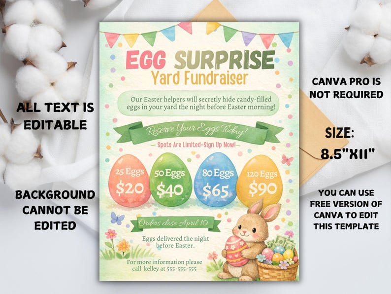 Egg My Yard Fundraiser Flyer Template | Editable Easter PTO PTA ...