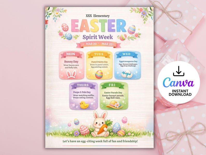 Editable Easter Spirit Week Flyer Template (canva Download) - Etsy
