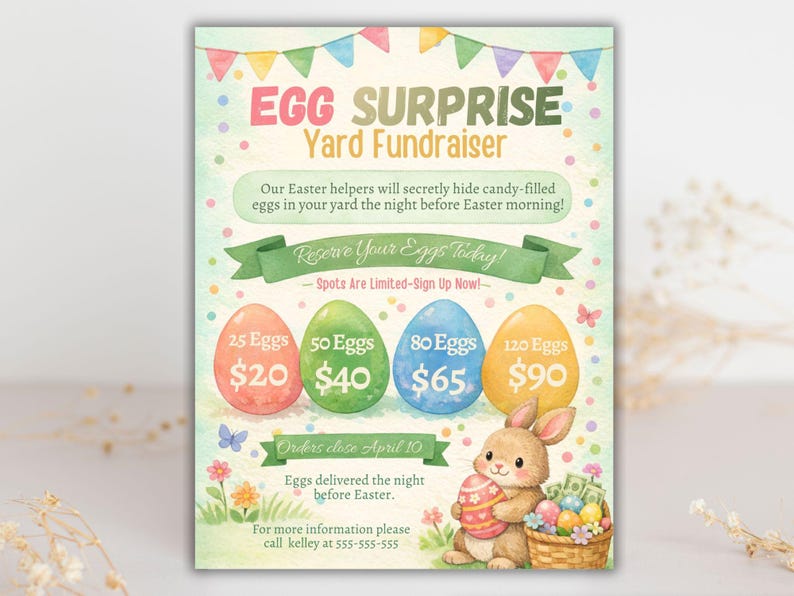 Egg My Yard Fundraiser Flyer Template | Editable Easter PTO PTA ...