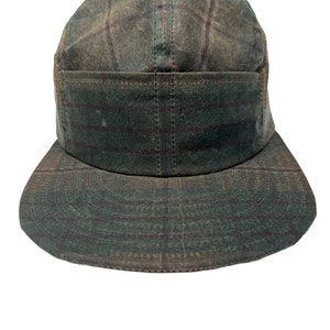 Plaid Woven Waxed Cotton Quint Cap With Front Pocket. Any Size Cap ...