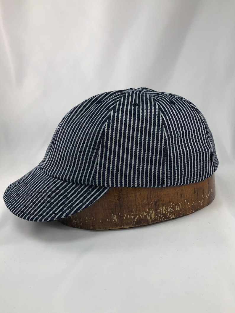 Herringbone or Hickory Stripe or Solid Denim Eight Panel Caps. Short ...