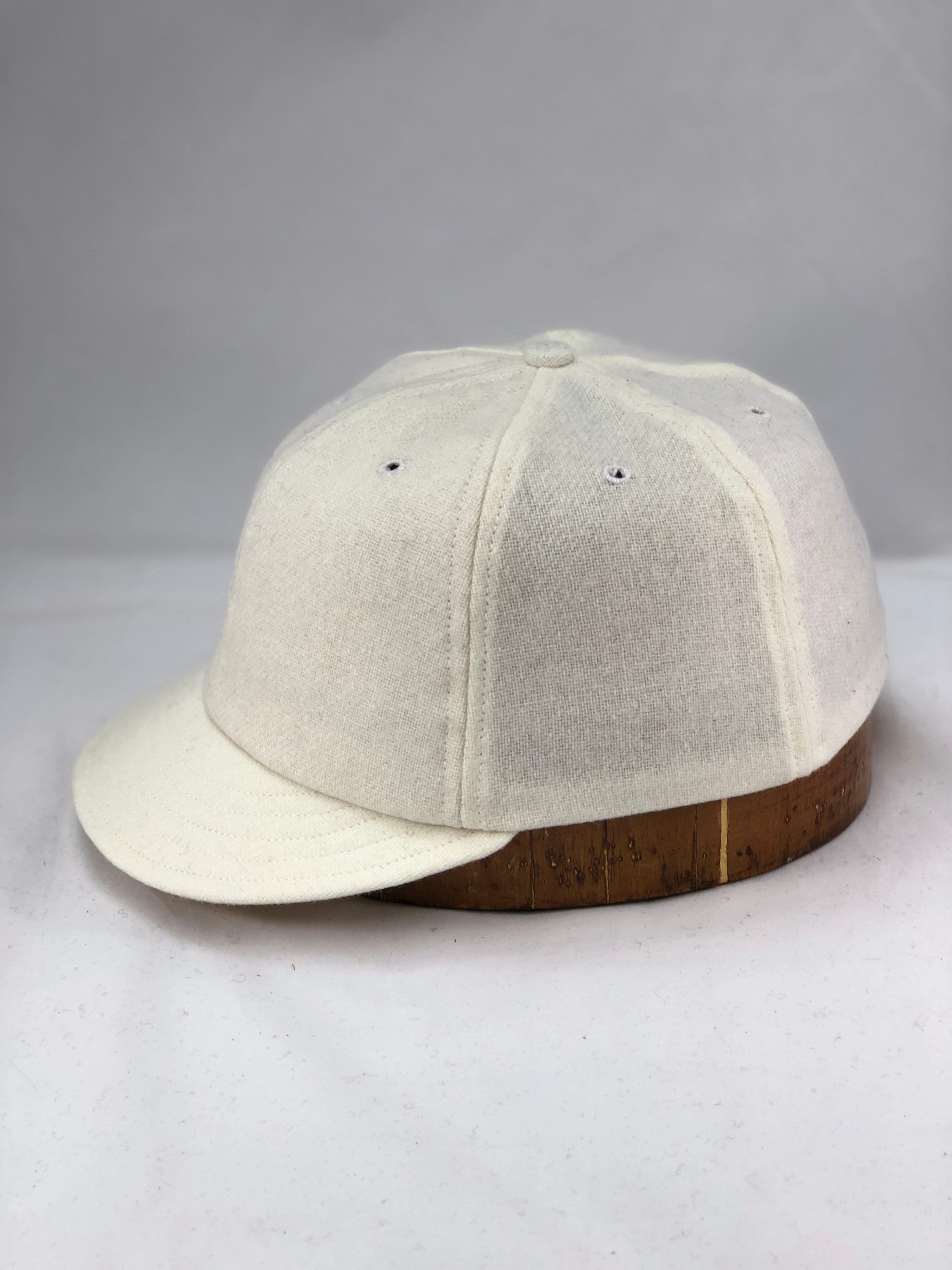 White wool flannel 6 panel cap with 2” visor. Custom made to order ...