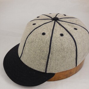 Light Grey Melton Wool 8 Panel Baseball Cap With Navy Soutache, Eyelets ...