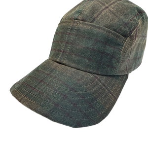Plaid Woven Waxed Cotton Quint Cap With Front Pocket. Any Size Cap ...