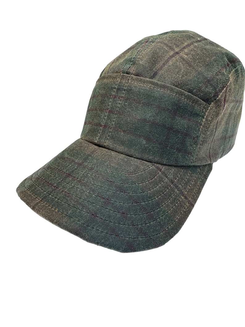 Plaid Woven Waxed Cotton Quint Cap With Front Pocket. Any Size Cap ...
