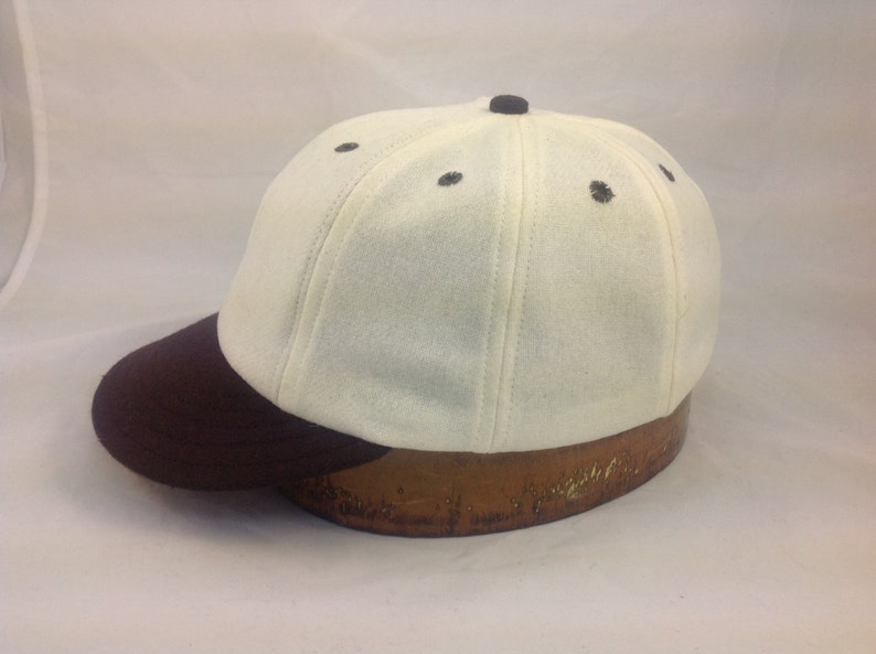 Custom Made 8 Panel Baseball Cap. White Wool Flannel With Brown Cotton ...
