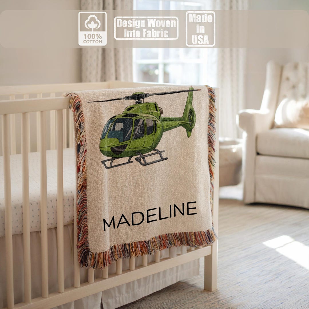 Personalized Helicopter Baby Blanket, Aviation Themed Blanket for Boys ...