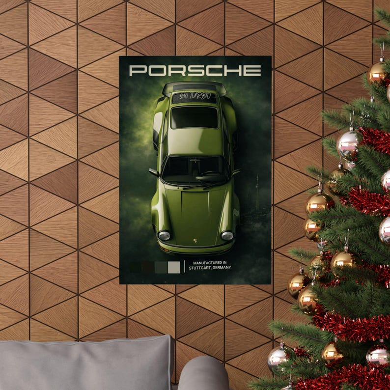 Porsche 911 Wall Art Print - Green Background Porsche Poster - Home ...