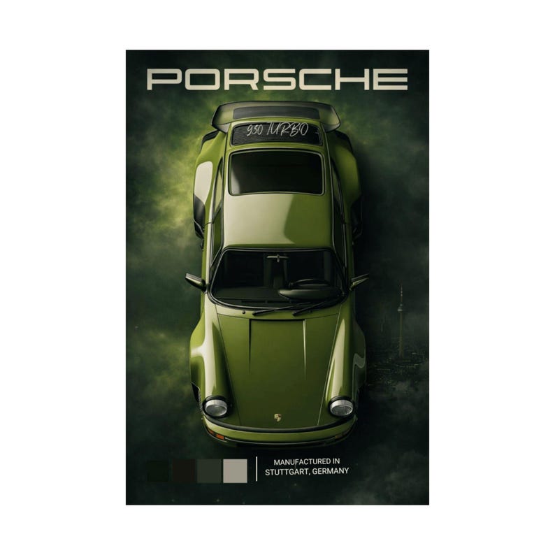 Porsche 911 Wall Art Print - Green Background Porsche Poster - Home ...