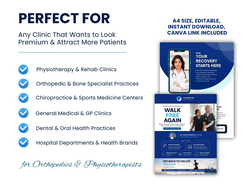 Physiotherapy Flyer Template Canva | Physical Therapy Clinic Flyer ...
