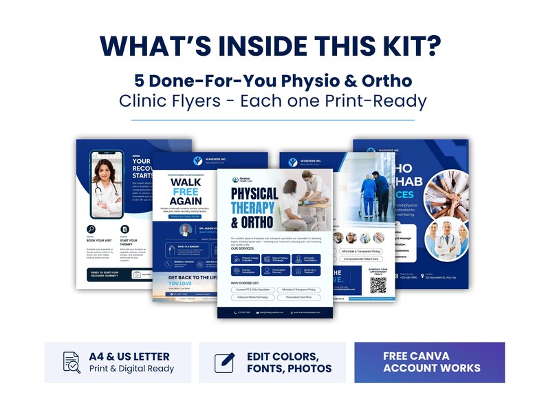 Physiotherapy Flyer Template Canva | Physical Therapy Clinic Flyer ...