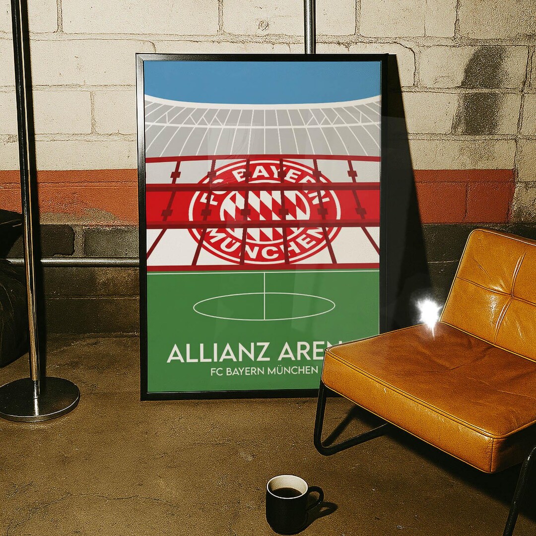 Allianz Arena Stadium Minimalist Poster | Bayern Munich Wall Art Print ...
