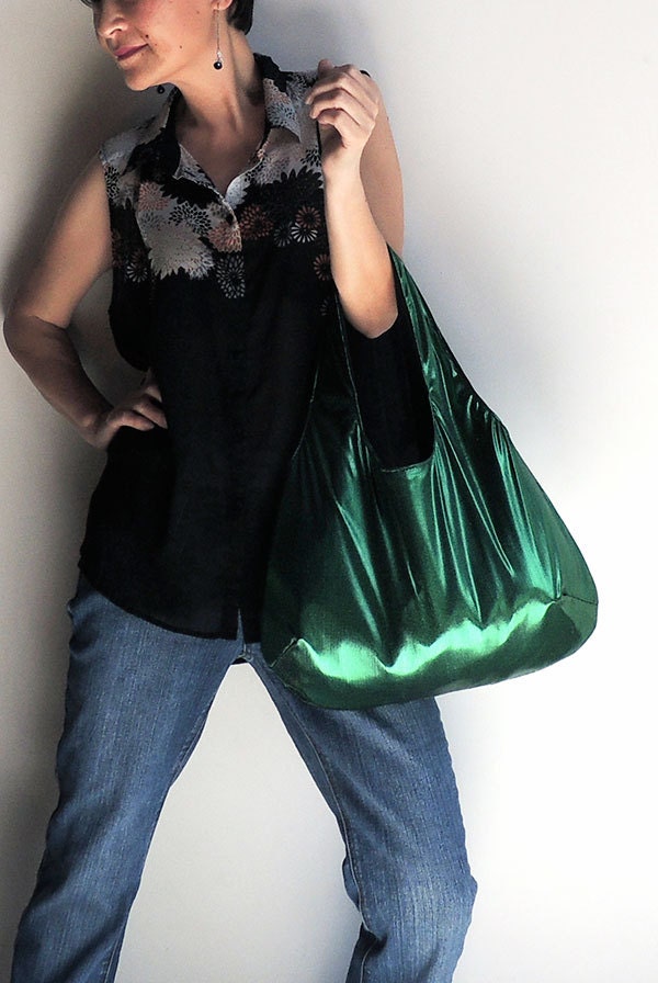 Metallic Green Hobo Tote Bag Spring Fashion New York Tote | Etsy