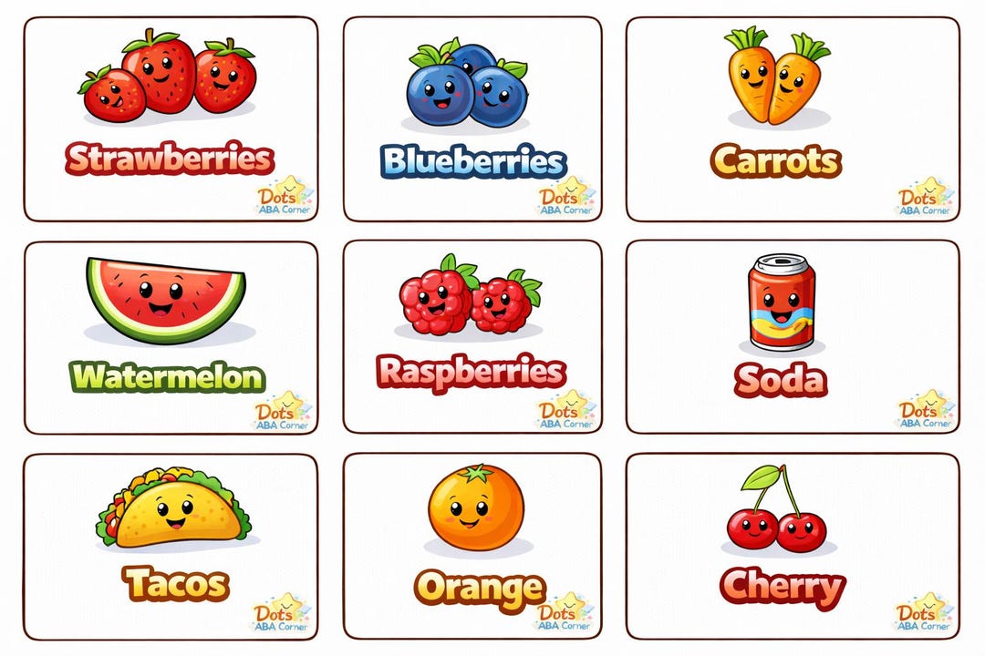 Fruits and Food Printable Cards - Etsy