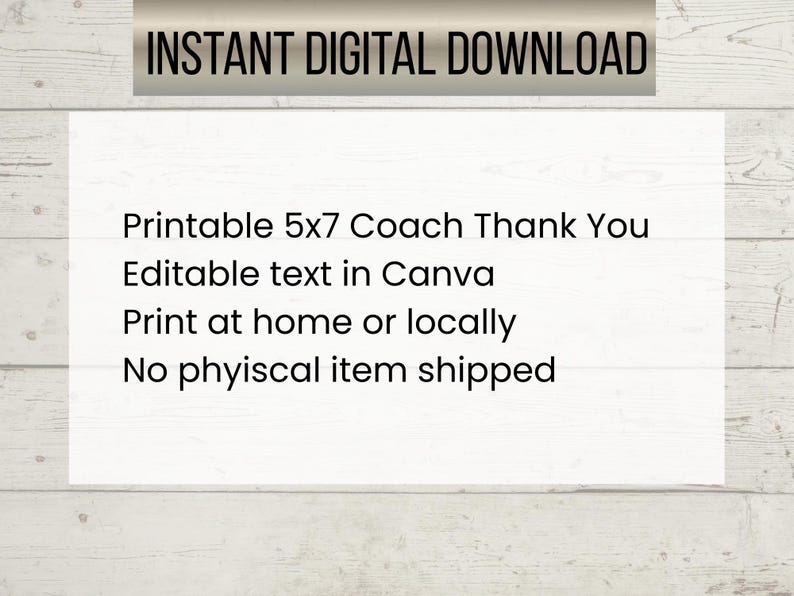 Printable Football Coach Thank You Card 5x7 | Editable Canva Template ...