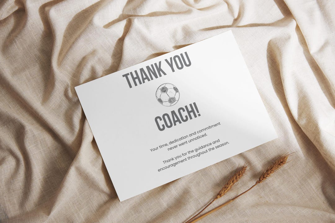 Printable Soccer Coach Thank You Card 5x7 | Editable Canva Template - Etsy
