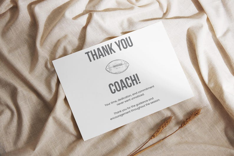Printable Football Coach Thank You Card 5x7 | Editable Canva Template ...