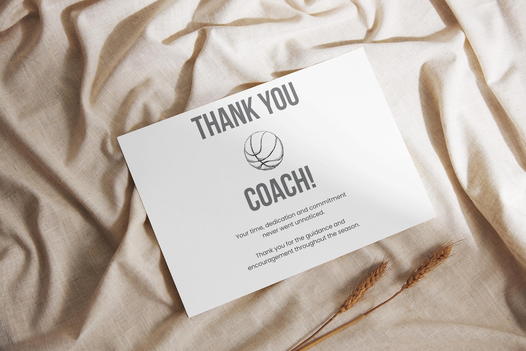 Printable Basketball Coach Thank You Card 5x7 | Editable Canva Template ...