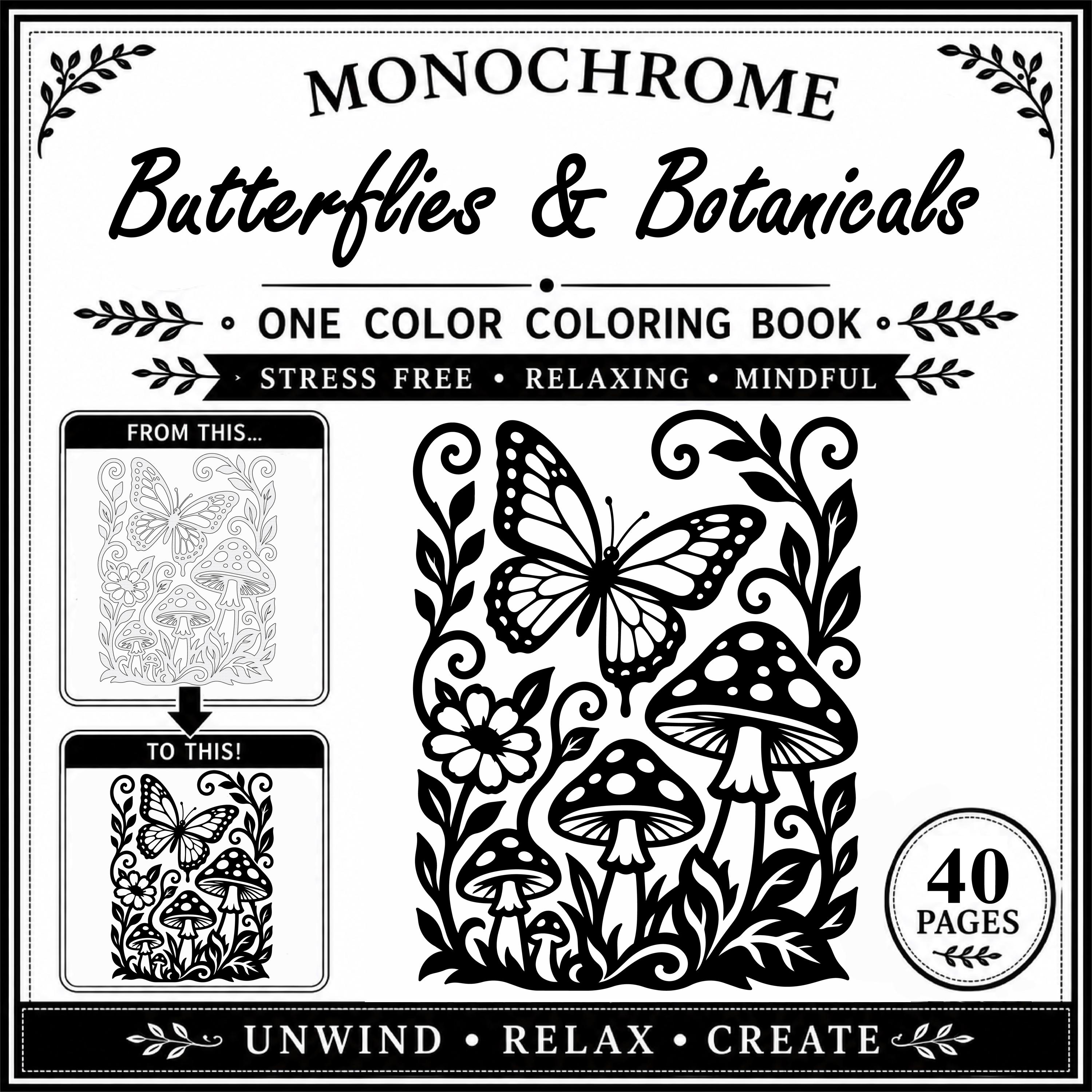 Monochrome Coloring Pages Bundle | One Color Coloring Mega Bundle ...