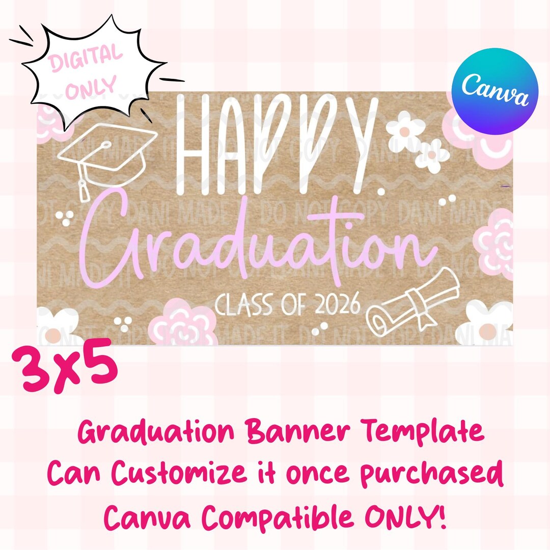 Graduation Banner Digital Mockup-canva Compatible ONLY - Etsy