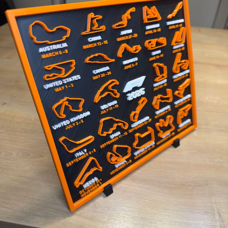 2026 F1 Race Calendar – Track Venues & Dates Display - Etsy UK