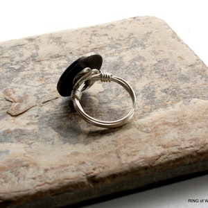 Silver Button Ring, Art Deco Button Ring, Wire Wrapped Ring, Silver ...