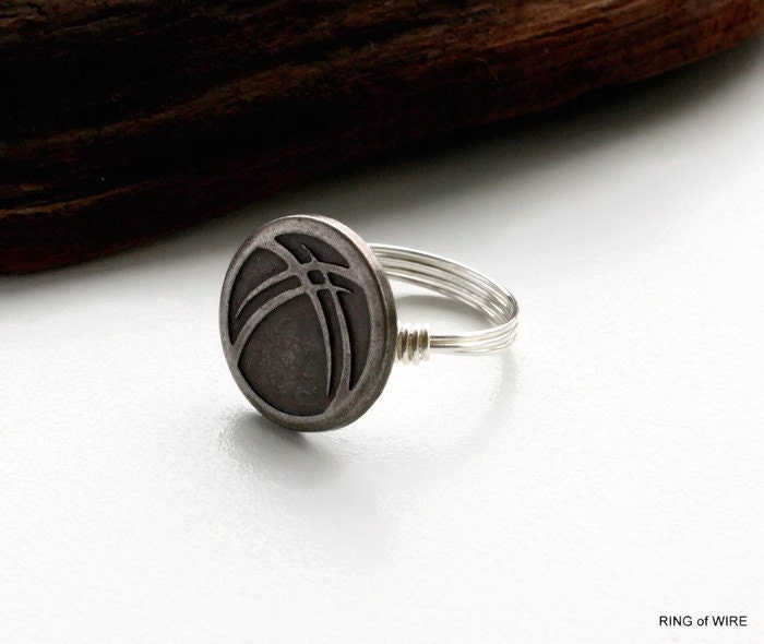 Silver Button Ring, Art Deco Button Ring, Wire Wrapped Ring, Silver ...