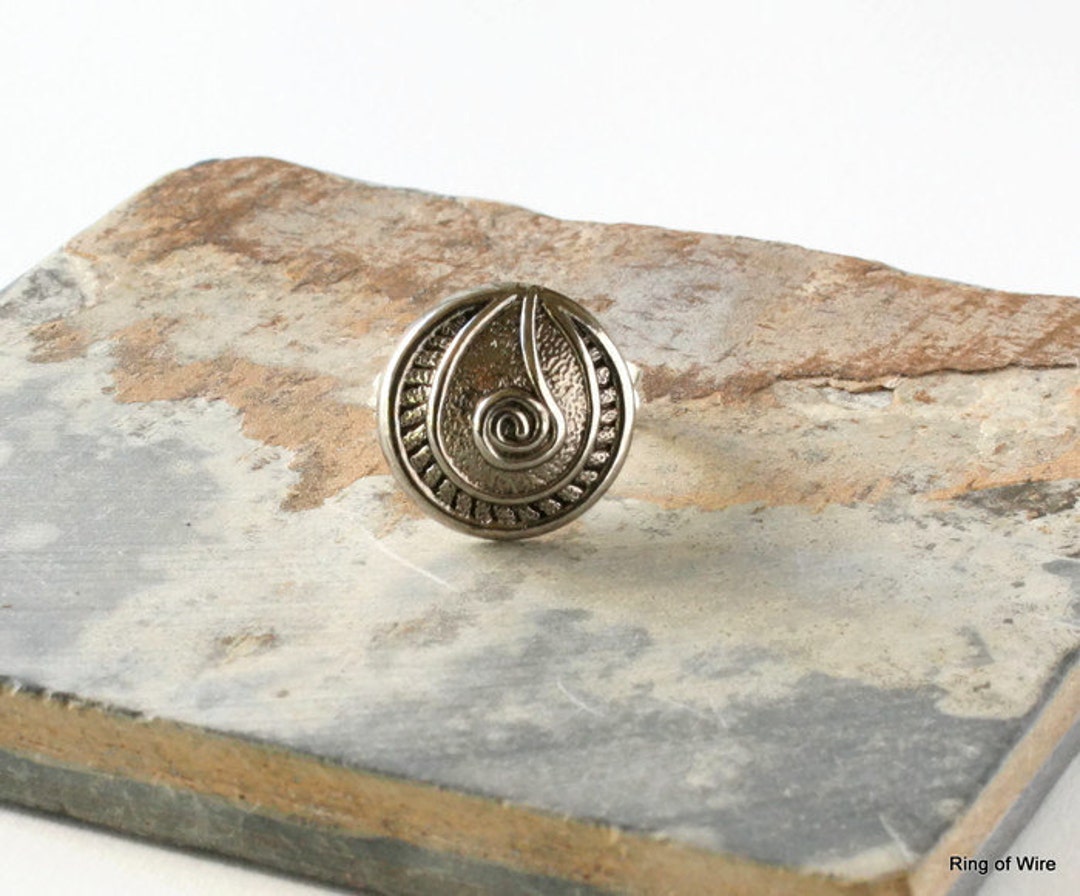 Silver Button Ring, Button Jewelry, Metal Button Ring, Silver Ring ...