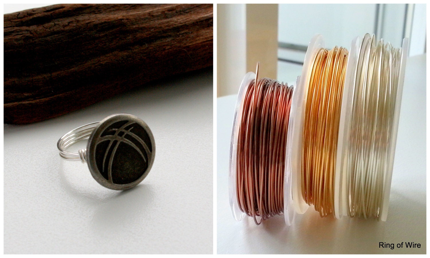 Silver Button Ring, Art Deco Button Ring, Wire Wrapped Ring, Silver ...