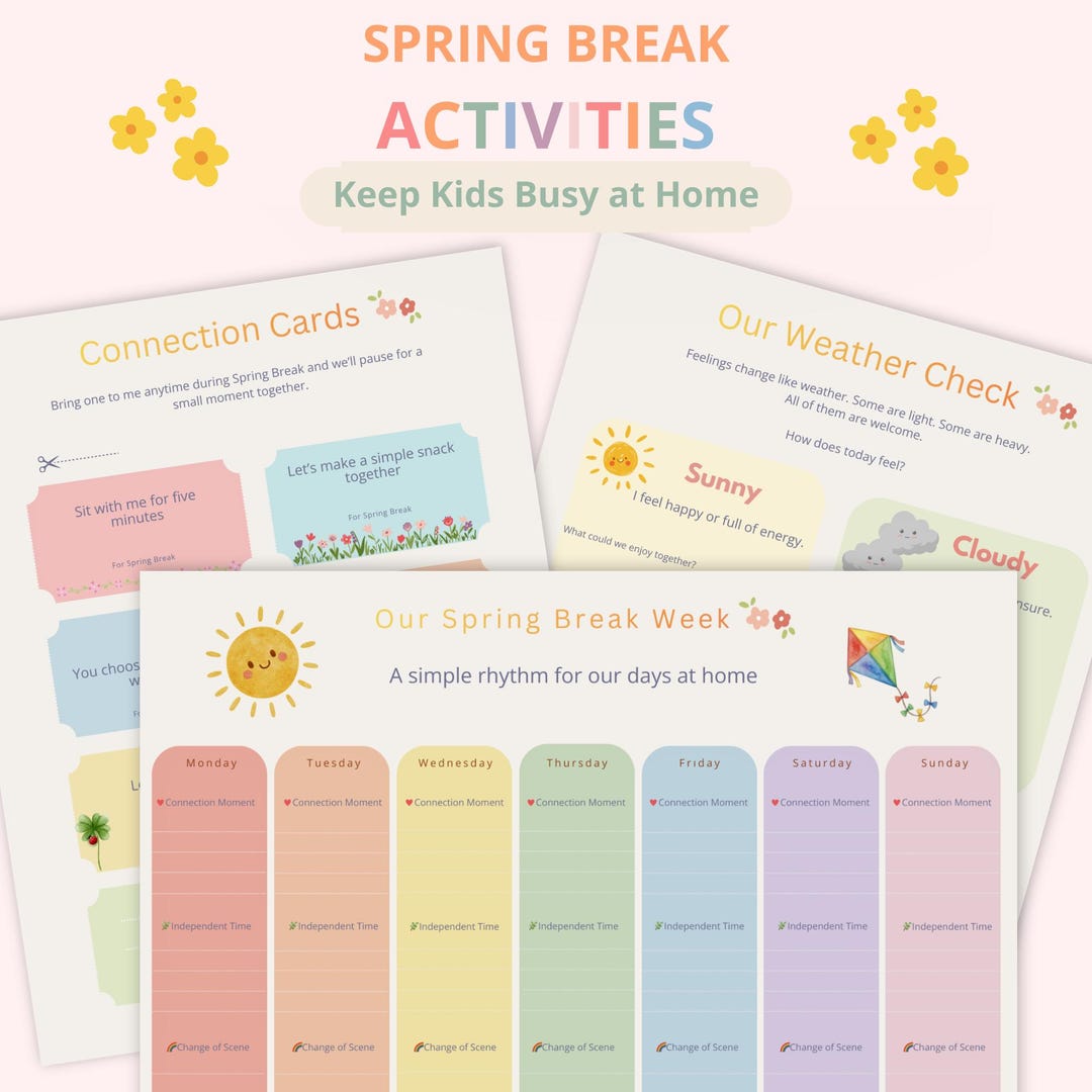 Spring Break Activities for Kids Printable | Kids Spring Break Planner ...