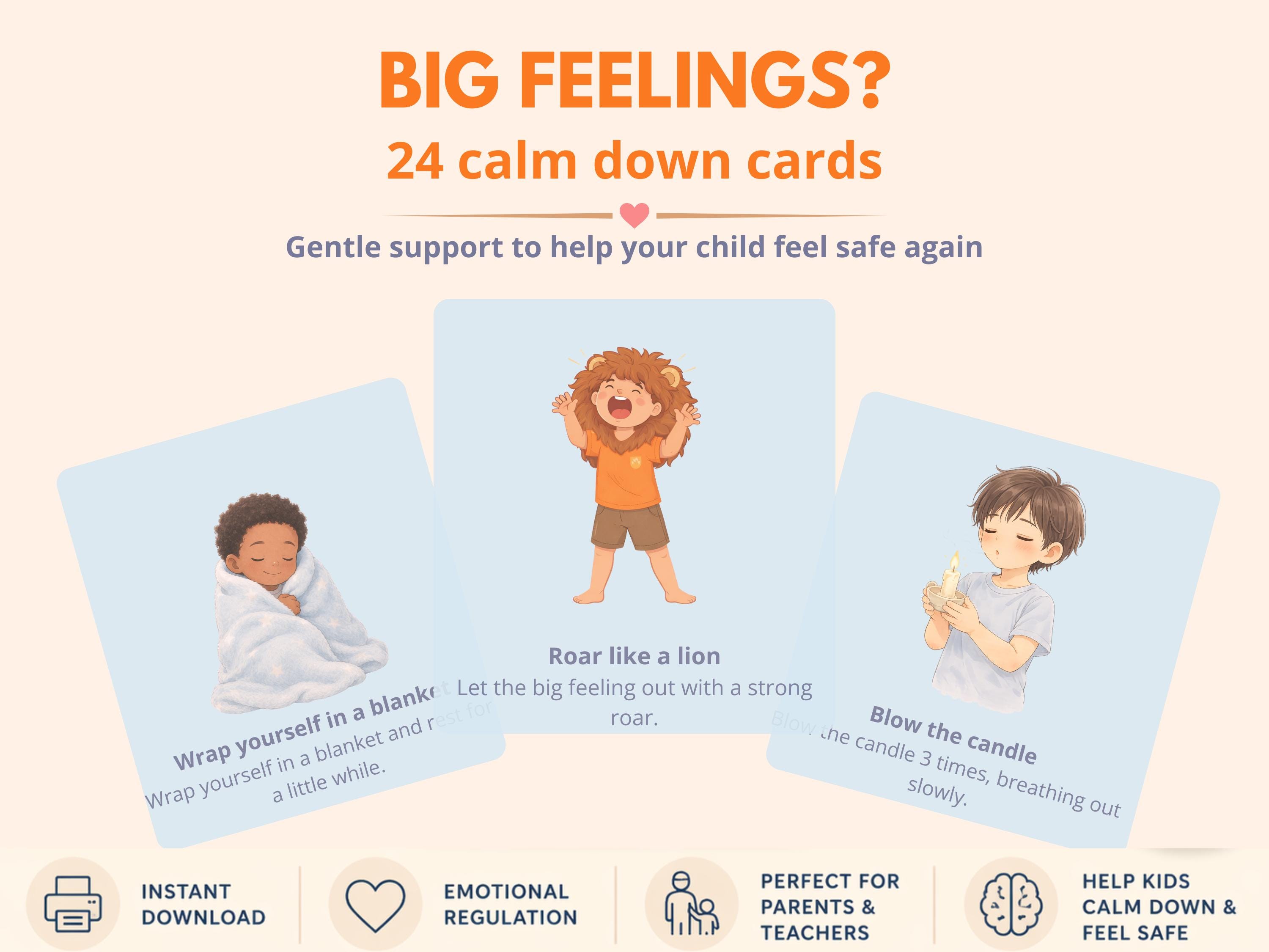 Calm Down Cards for Kids | Emotional Regulation Printable | Calm Corner ...
