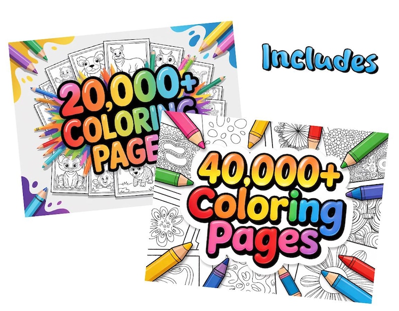60,000+ Coloring Pages Mega Bundle, Printable Coloring Pages for Kids ...