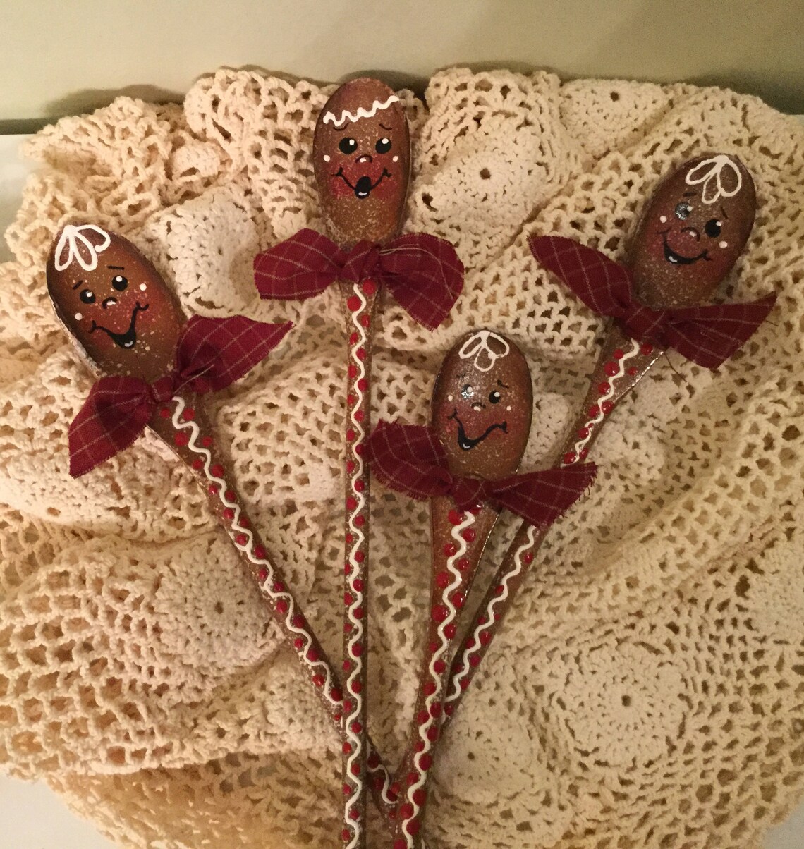 Gingerbread Handpainted Spoons Set of Four Housewarming Gift | Etsy