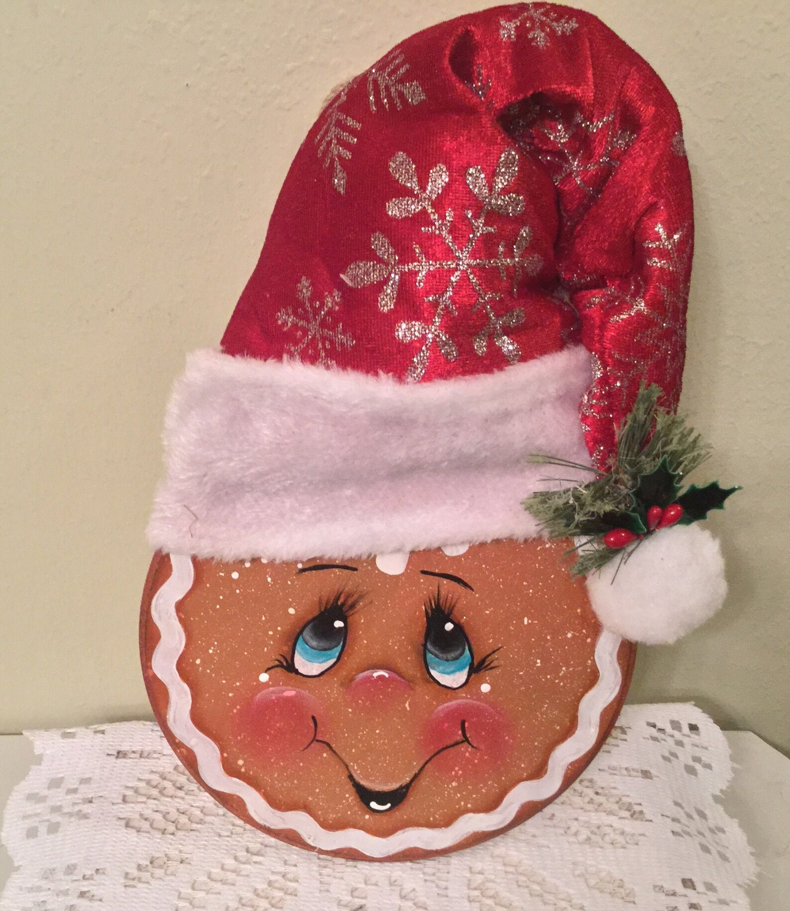 New Gingerbread Face With Santa Hat Wall Hanger Wreath Insert - Etsy