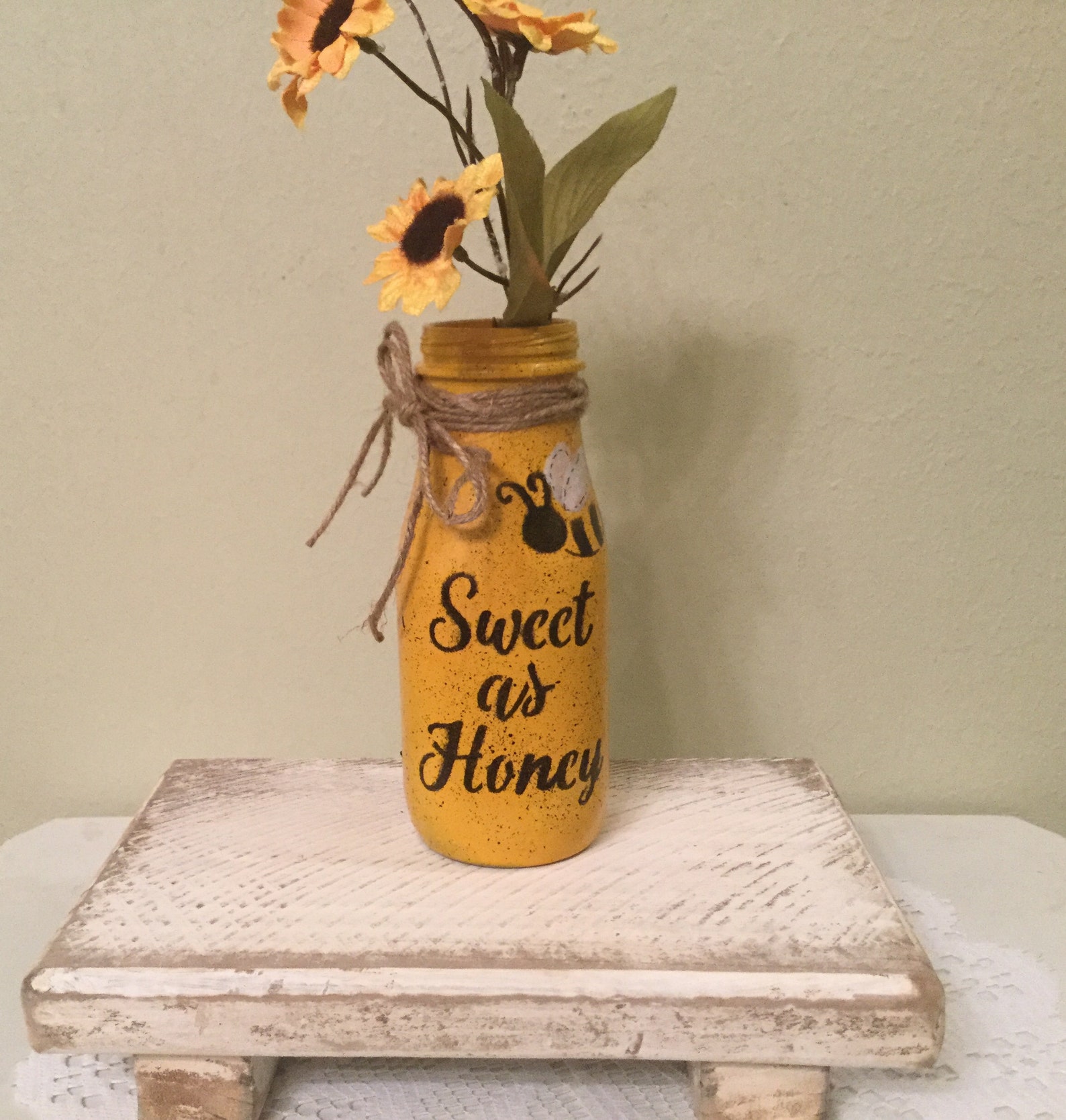 Bee on Upcycled Bottle Housewarming Spring Decor Bee Lover Shelf Setter ...