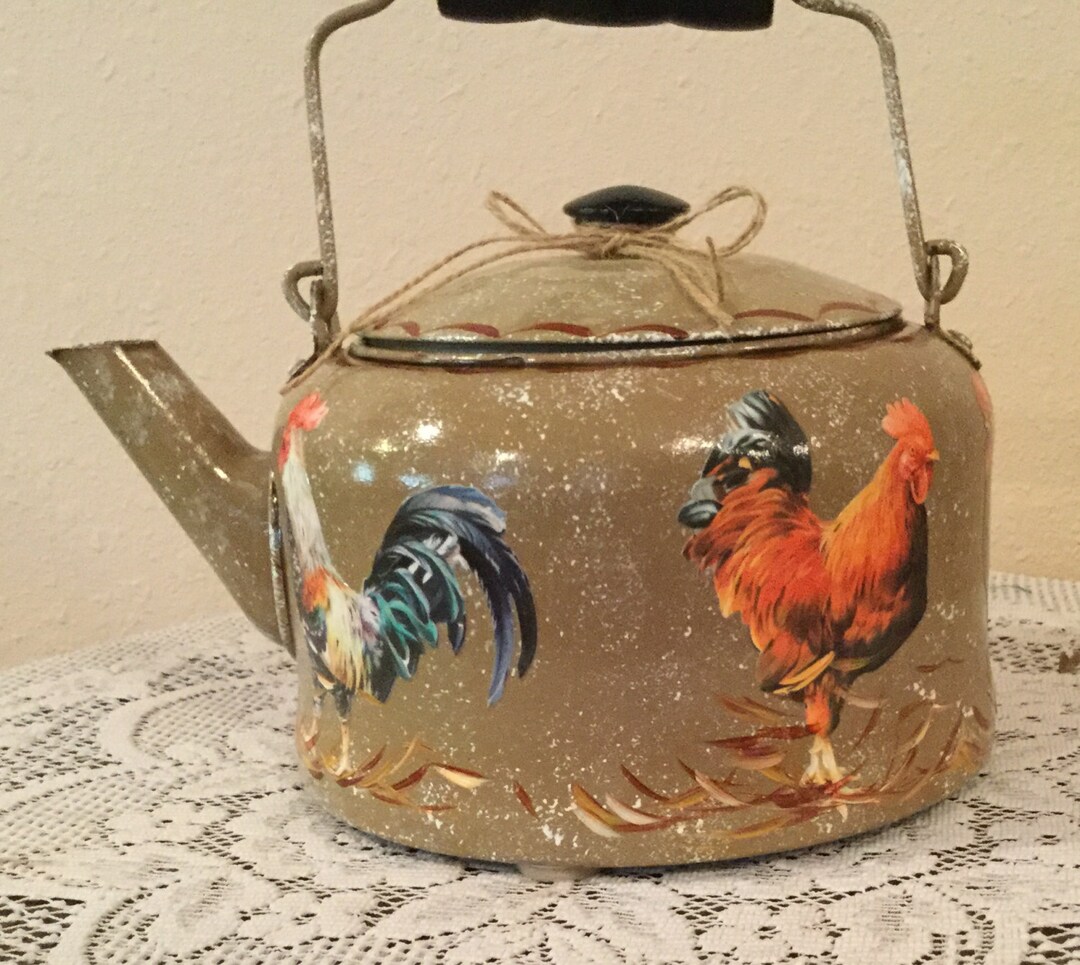 Tea Kettle.vintage Upcycled. Rooster. Decorative Rooster Tea Kettle ...