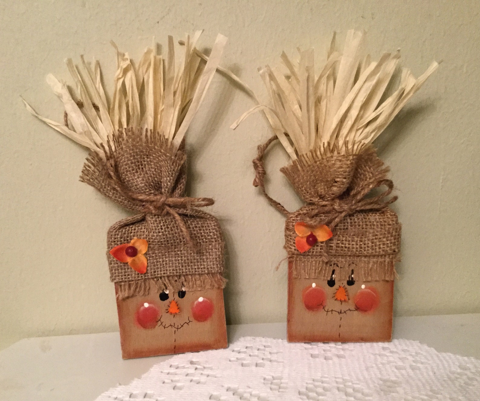 Scarecrow Tags Wood Farm Home Handmade Housewarming Fall Decor Country ...