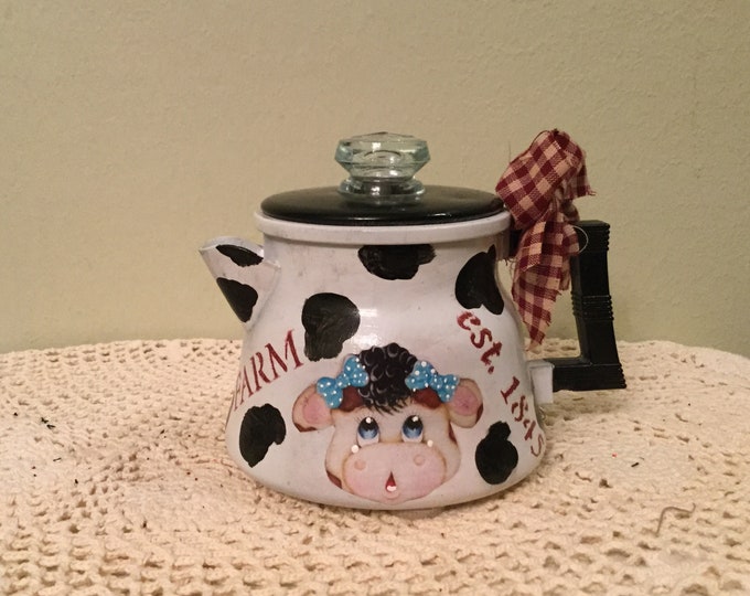 Cow Small Coffee Pot Vintage Decorative Only Housewarming Farm Home ...